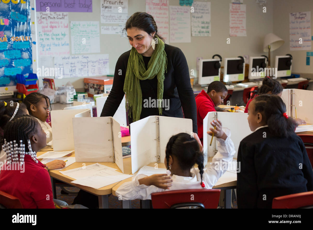 Third Graders Take A Test Stock Photo Alamy