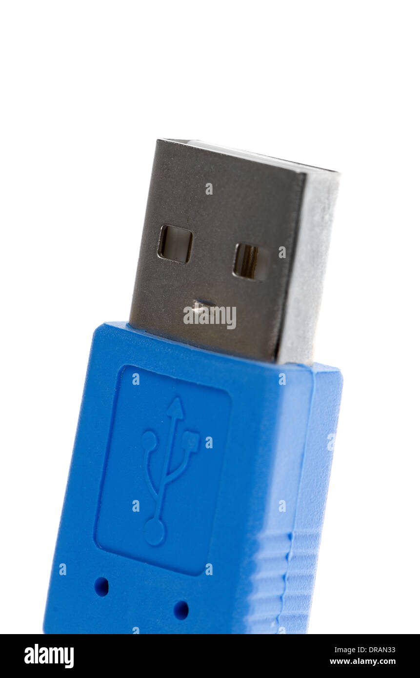 Blue Computer USB 2.0 cable on an Isolated Background Stock Photo - Alamy