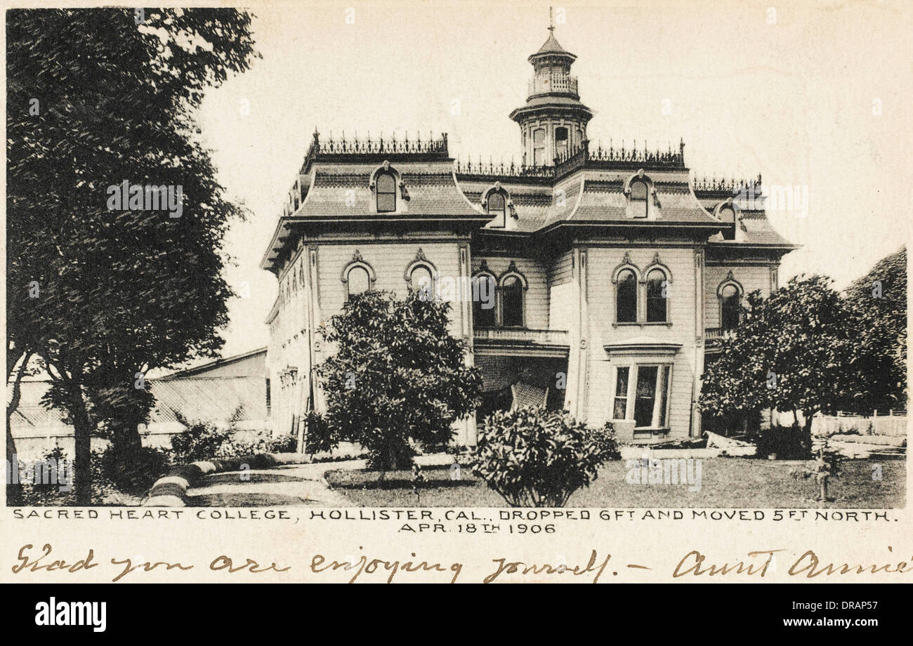 Sacred Heart College showing Earthquake Damage Stock Photo - Alamy