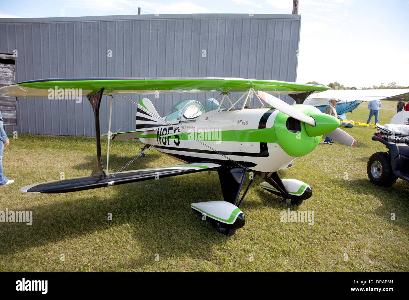 Pitts S-1S double wing propeller airplane on display at the Battle Lake ...
