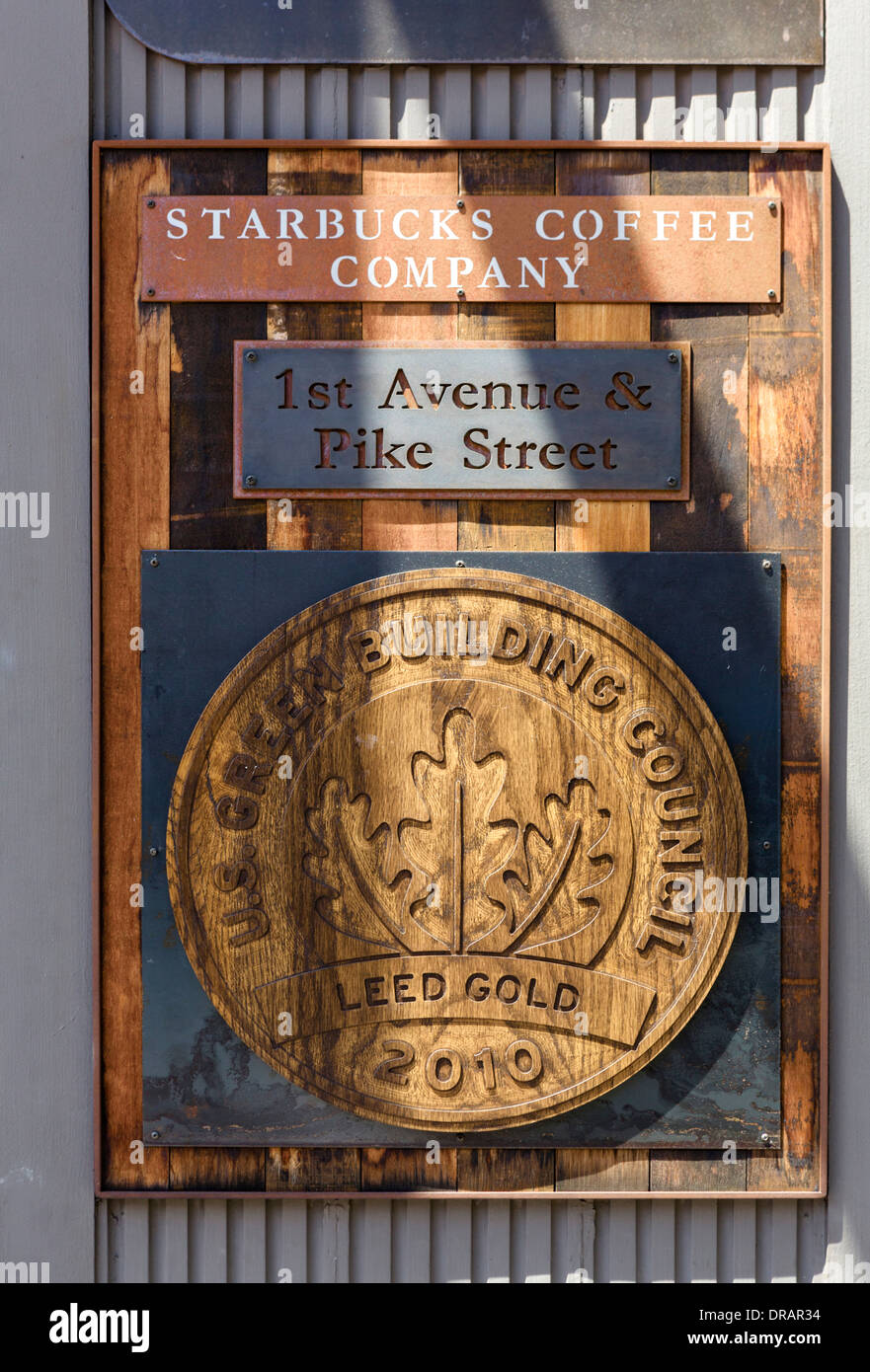 Plaque outside the "original" Starbucks coffee house at 1912 Pike Place ...