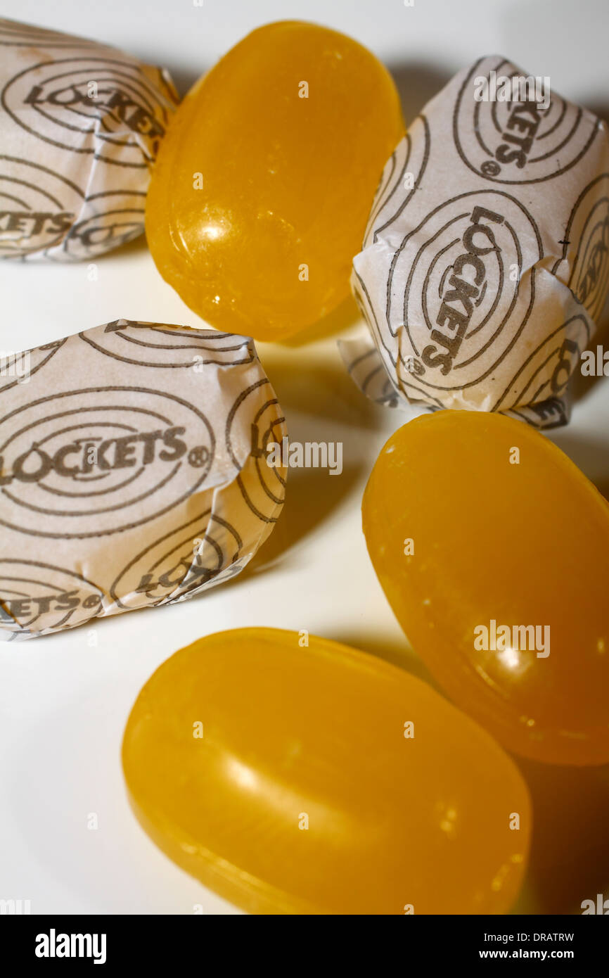 Close up of cough sweets on a white background Stock Photo - Alamy