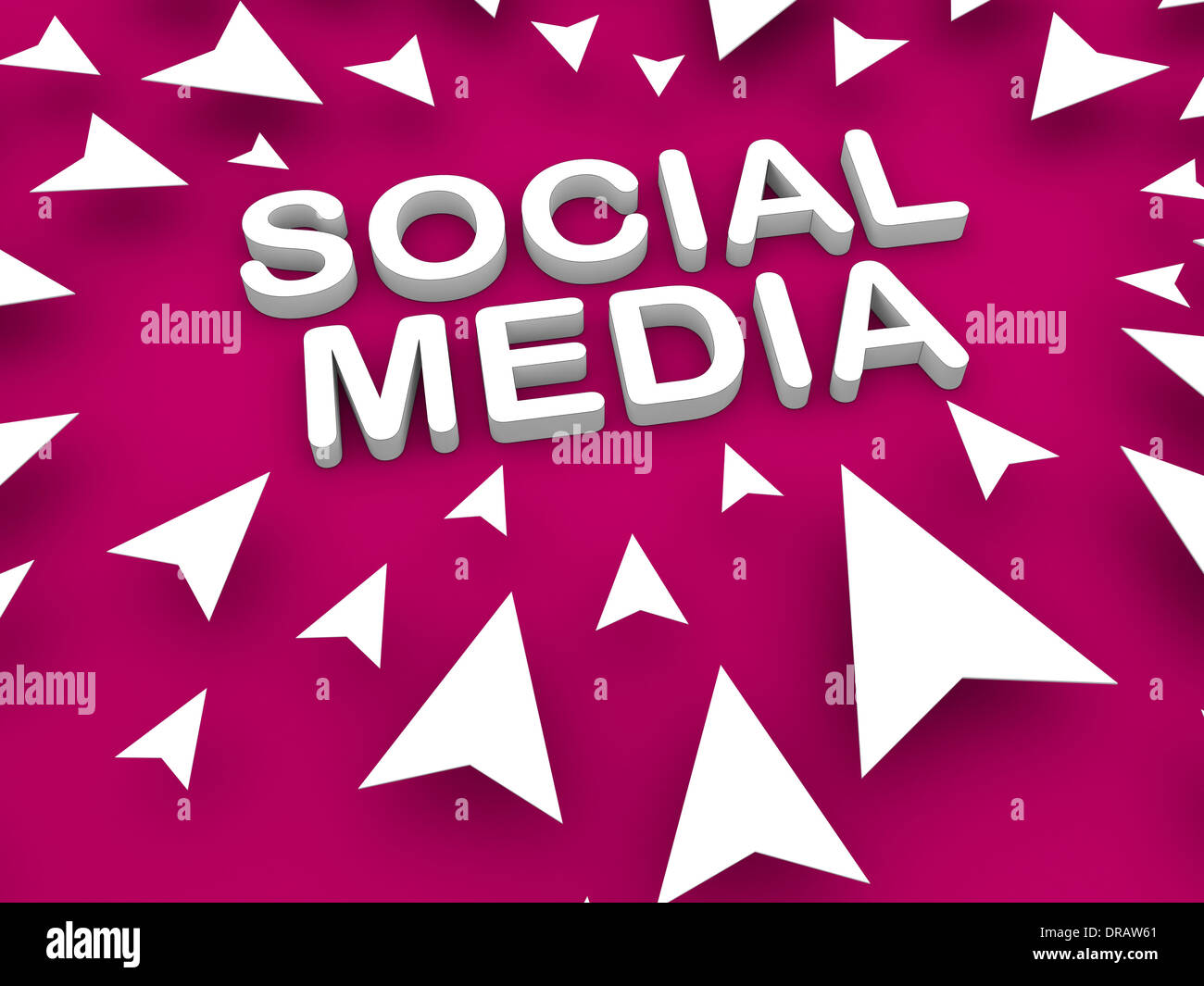 3d social media text white arrows aiming to center Stock Photo - Alamy
