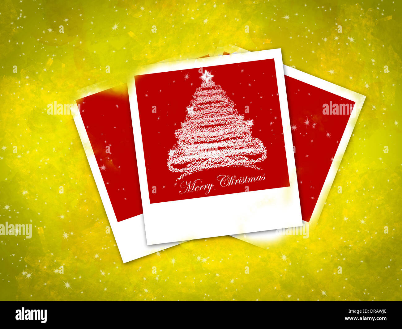 Christmas three illustration with three photo frame, isolated starry ...