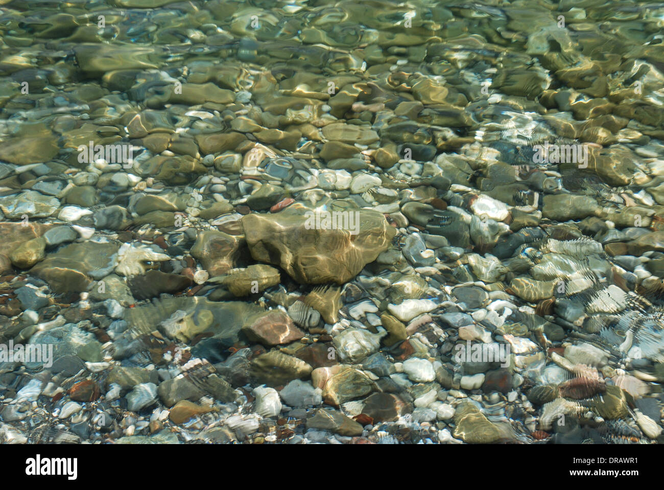 Pebbly bottom through the clear water Stock Photo - Alamy