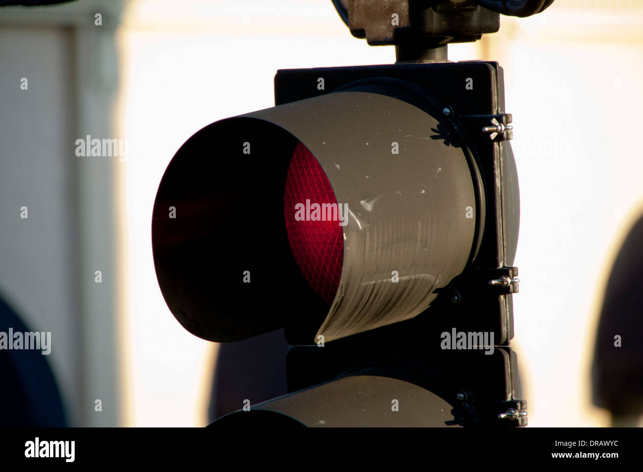 Red traffic light shot at eye level, close up Stock Photo - Alamy