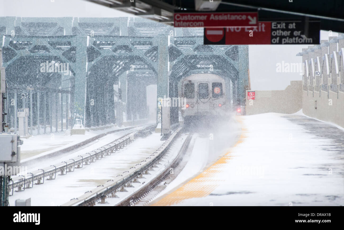 A subway train departs the Smith Street-9th Street station in Brooklyn ...