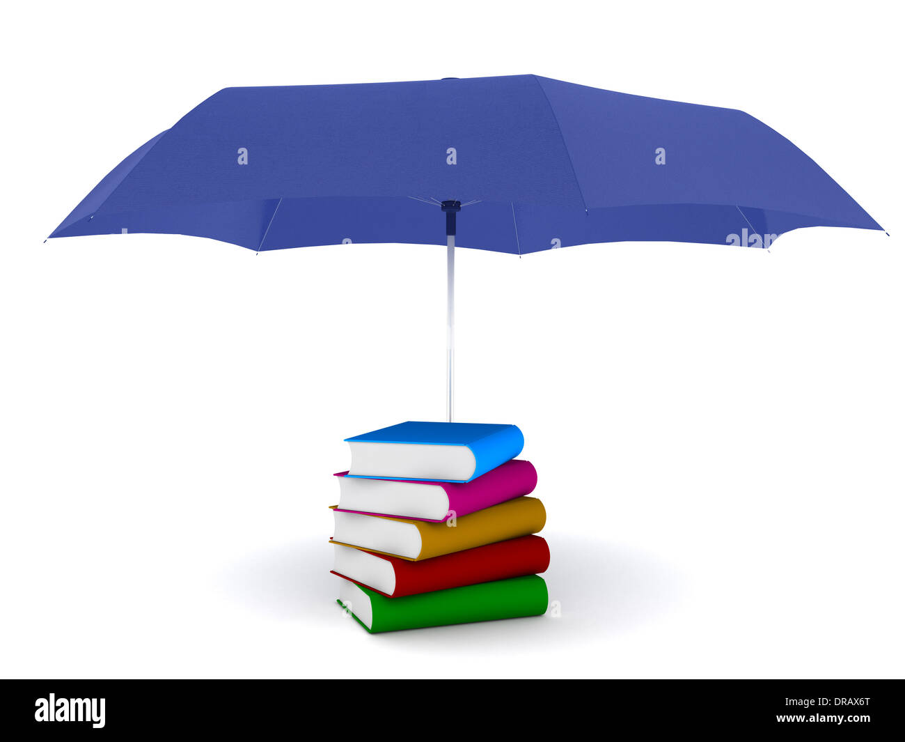 3d books under umbrella conceptually showing safe Stock Photo - Alamy