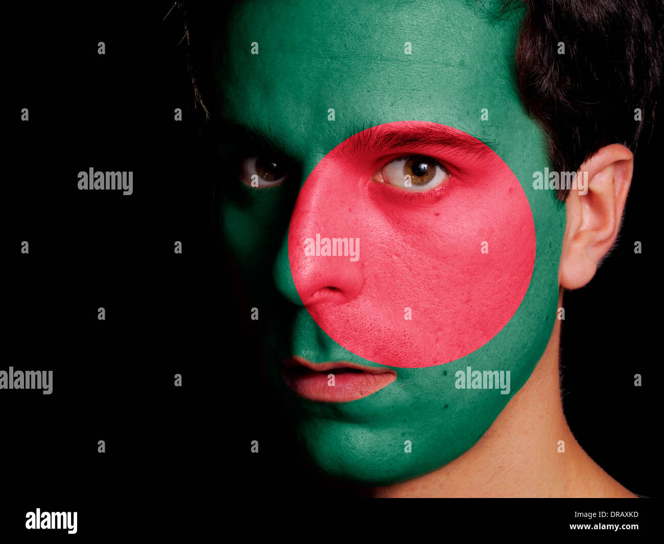 Flag of Bangladesh Painted on a Face of a Young Man Stock Photo - Alamy
