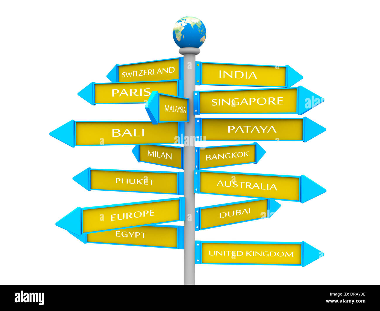 travel sign direction to visit choice country Stock Photo - Alamy