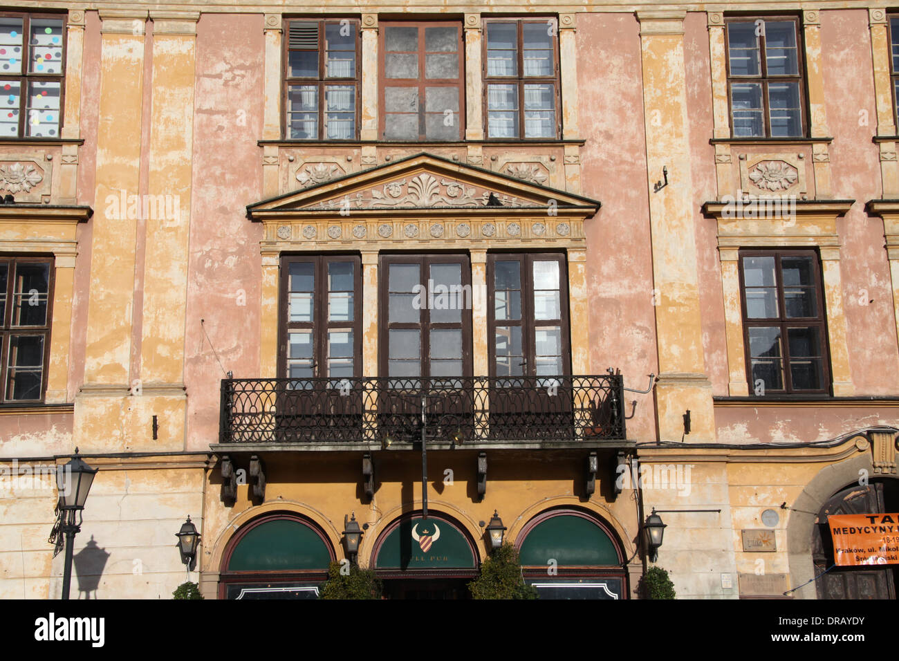 Facade of the Bull Pub building in the Polish city of Krakow Stock ...