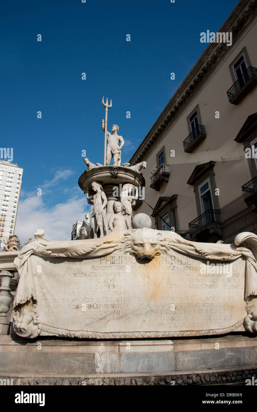 Italy, Naples (Napoli), Fountain of Neptune (Fontana del Nettuno ...