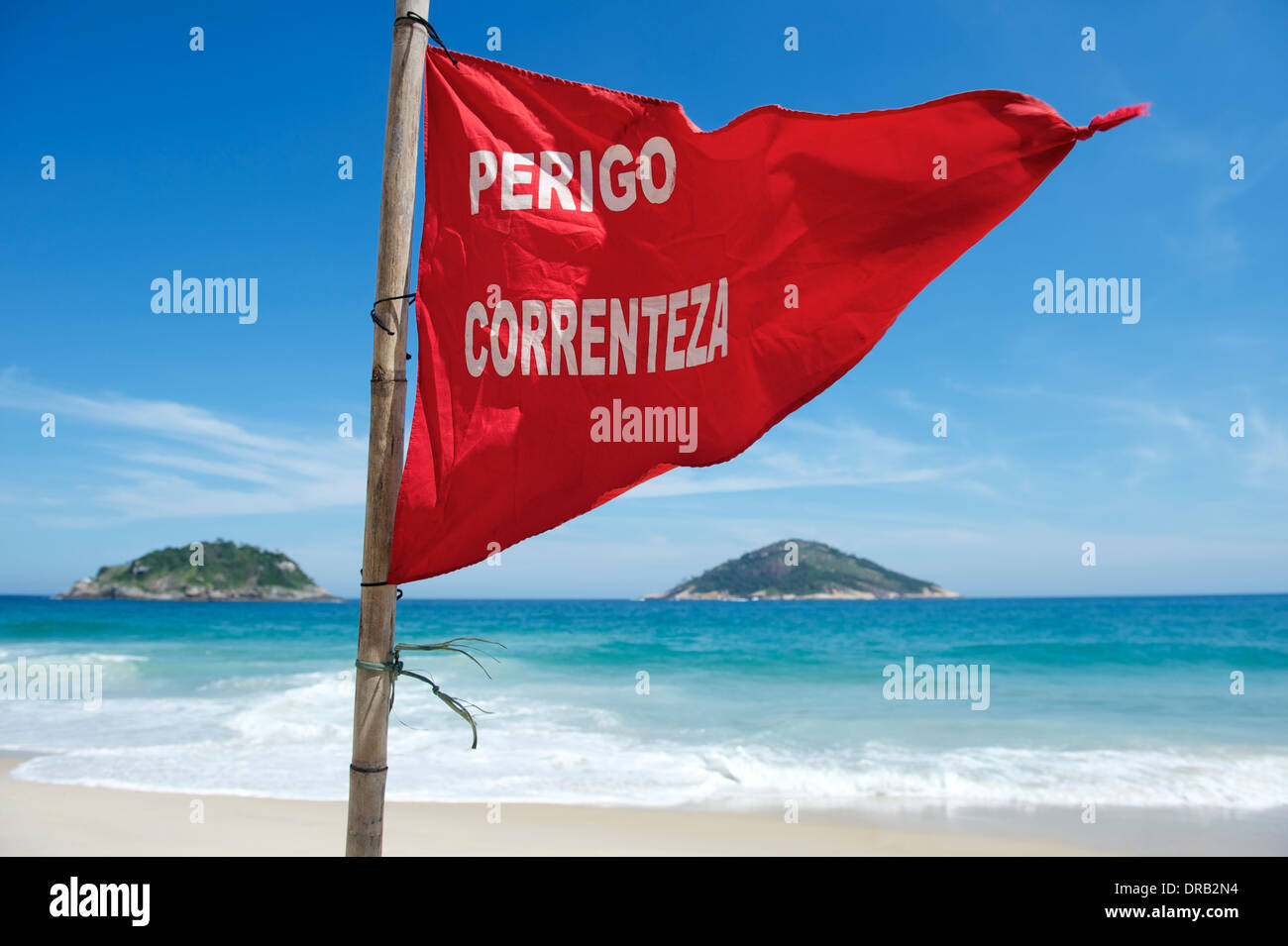 Red flag danger Brazilian beach in Ipanema Rio de Janeiro warning for ...