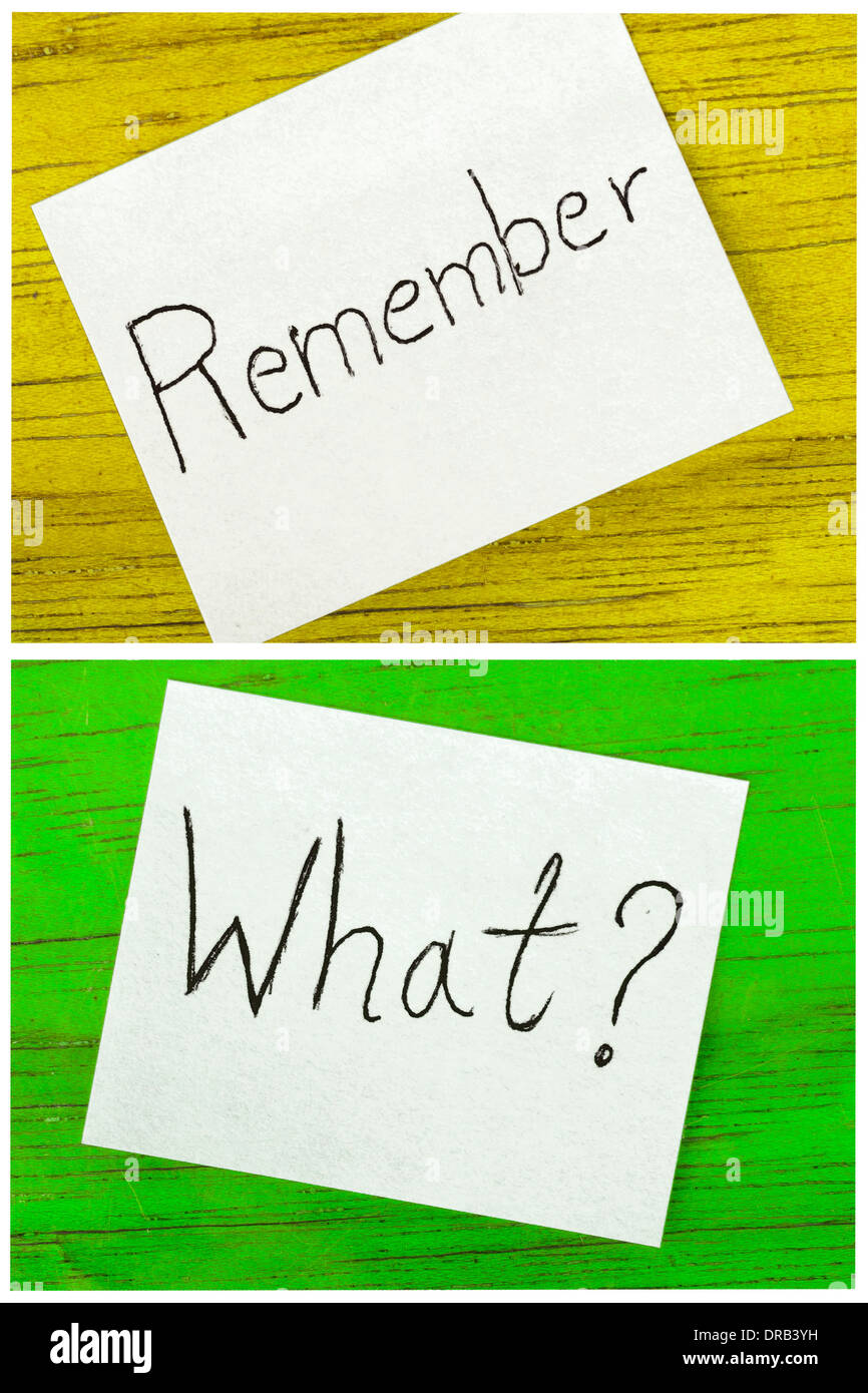 remember and what written on two sticky notes Stock Photo - Alamy