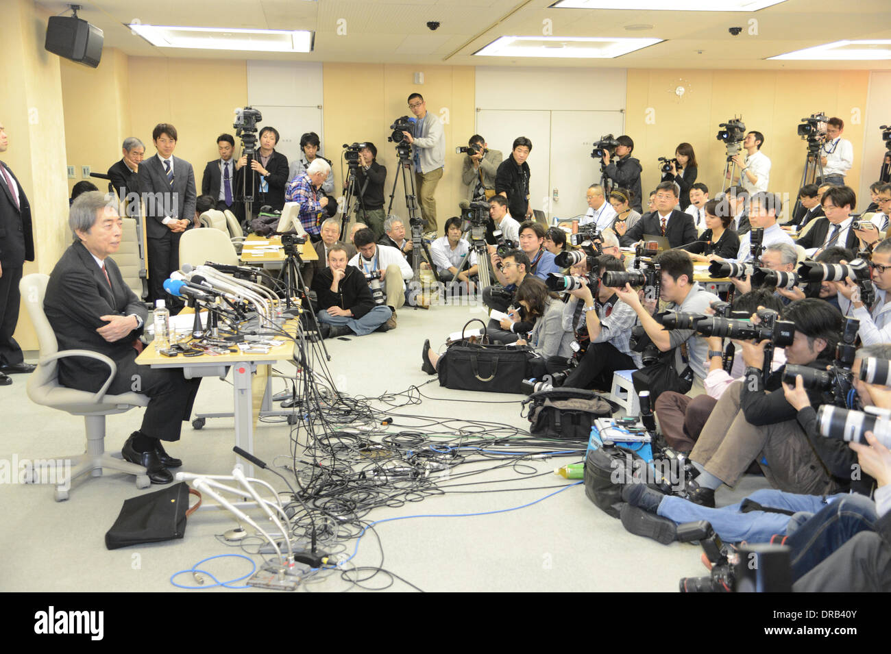 Tokyo, Japan. 22nd Jan, 2014. Former Prime Minister Morihiro Hosokawa ...