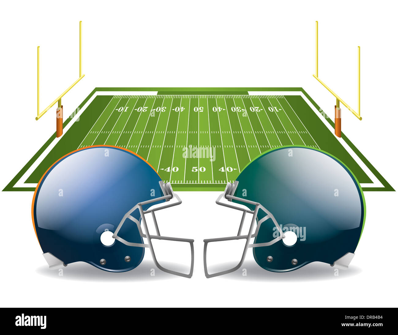 Vector illustration of American football helmets on a field Stock Photo ...