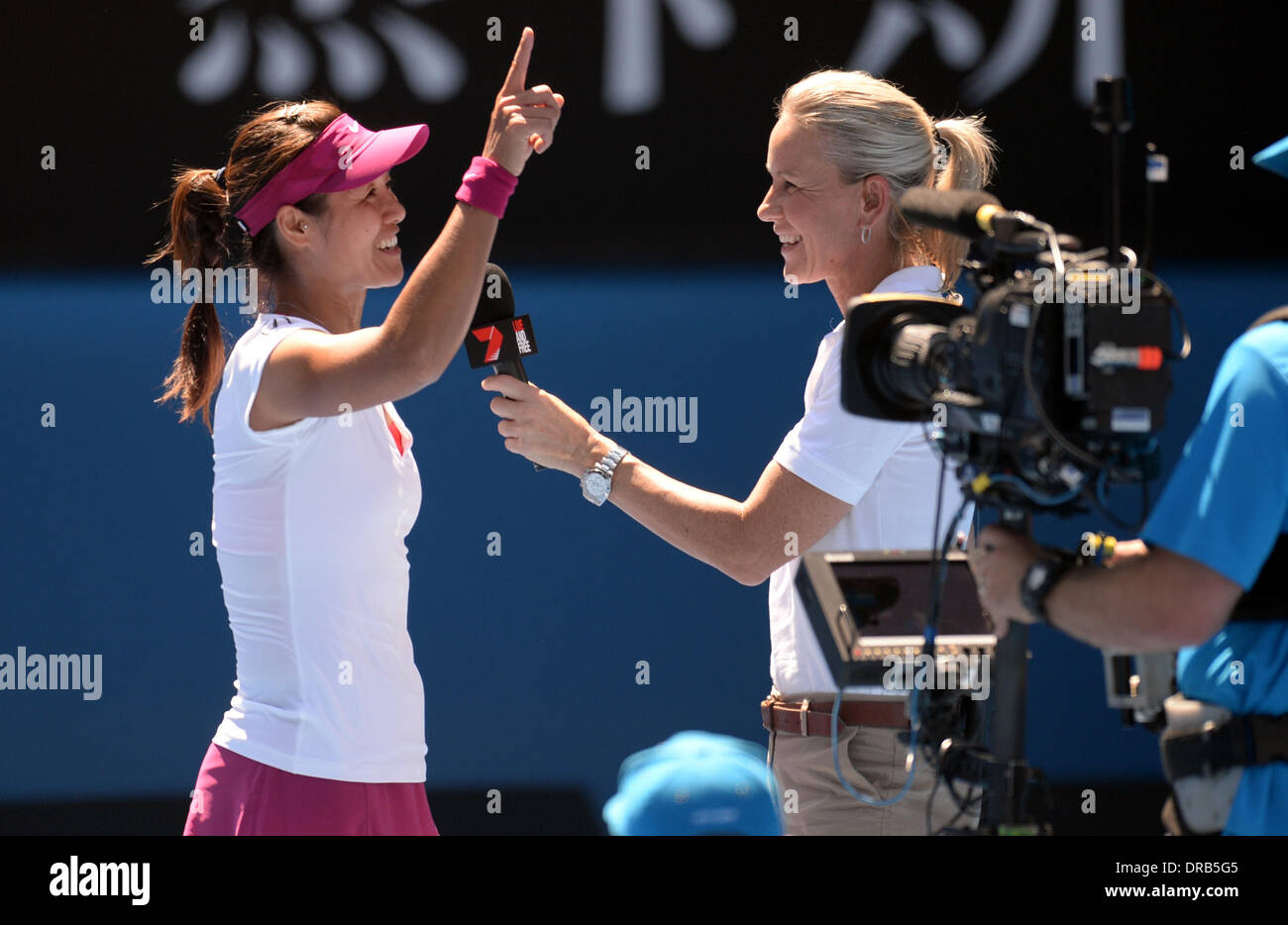 Melbourne, Australia. 23rd Jan, 2014. Li Na of China is interviewed ...