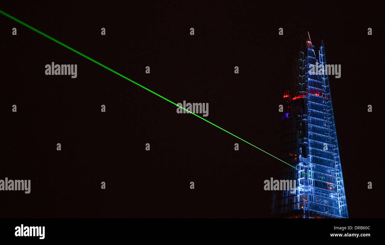Laser show marking the opening of europe's tallest building,The Shard ...