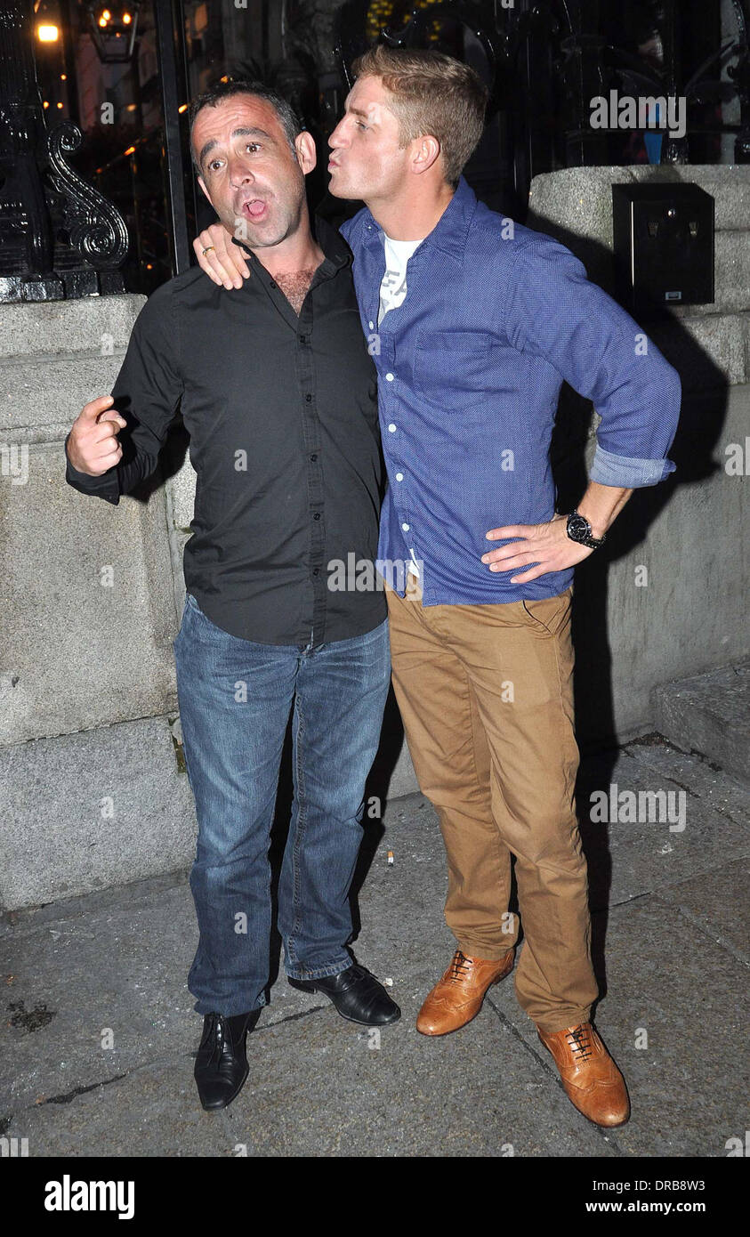 Michael Le Vell and Philip Oliver arriving at No. 37 Bar, Dawson Street ...