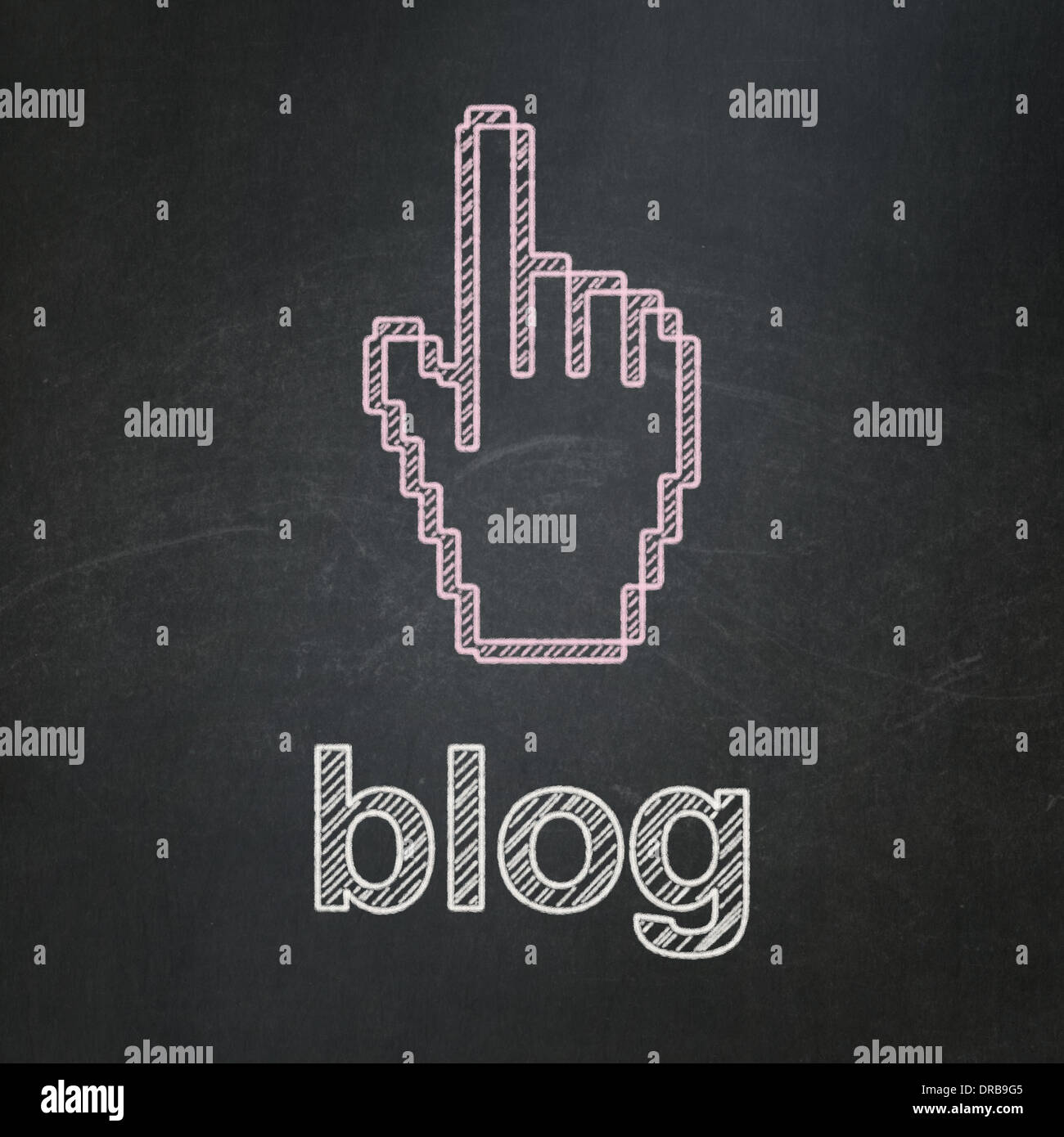 Web design concept: Mouse Cursor and Blog on chalkboard background Stock Photo - Alamy