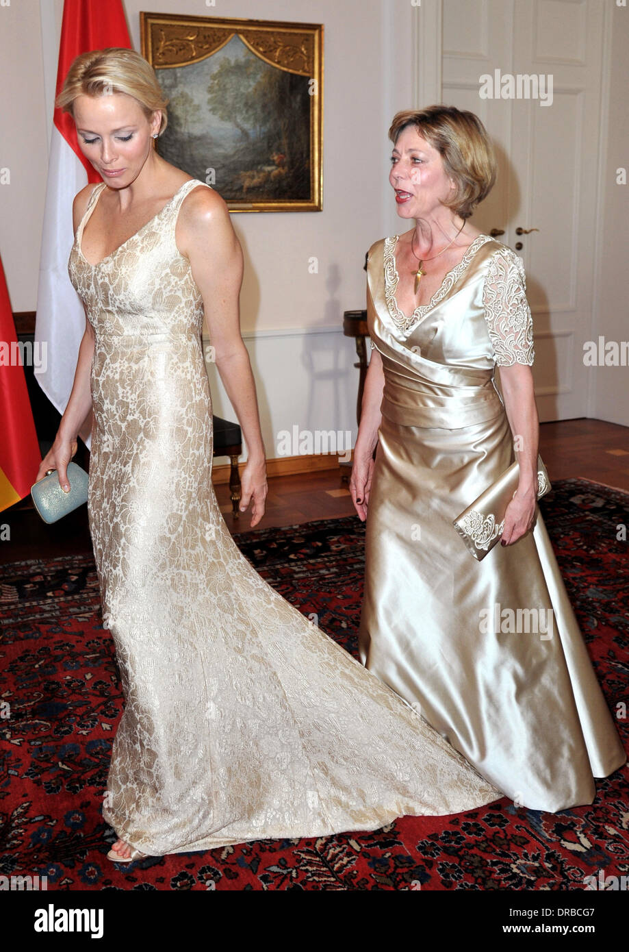Princess Charlene of Monaco and Daniela Schadt attend a gala dinner at ...