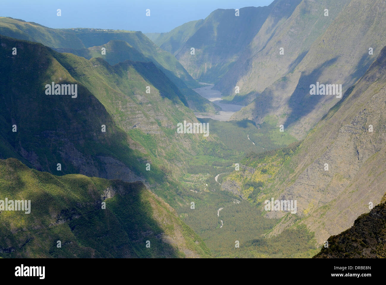 Aerial view of mountains in Reunion Island Stock Photo - Alamy
