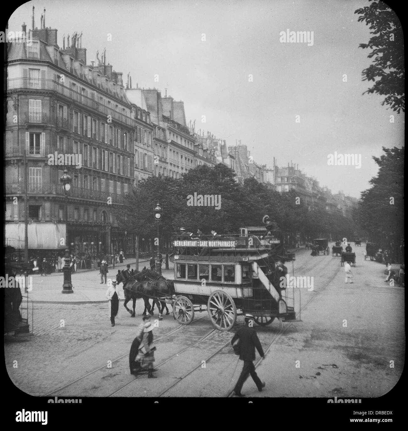 Paris street scene 1907. Reproduced from a glass lantern slide Stock ...