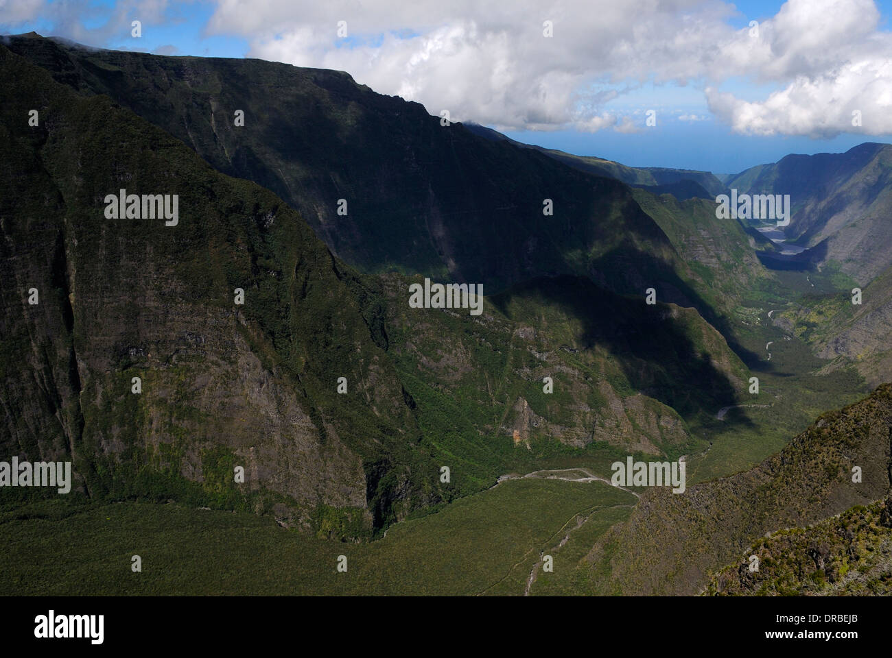 Aerial view of mountains in Reunion Island Stock Photo - Alamy