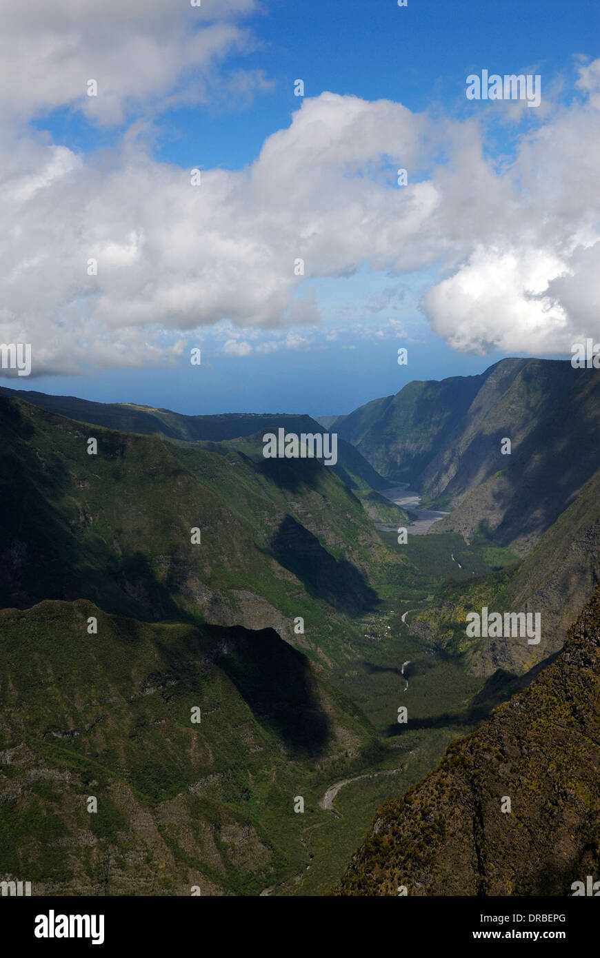 Aerial view of mountains in Reunion Island Stock Photo - Alamy