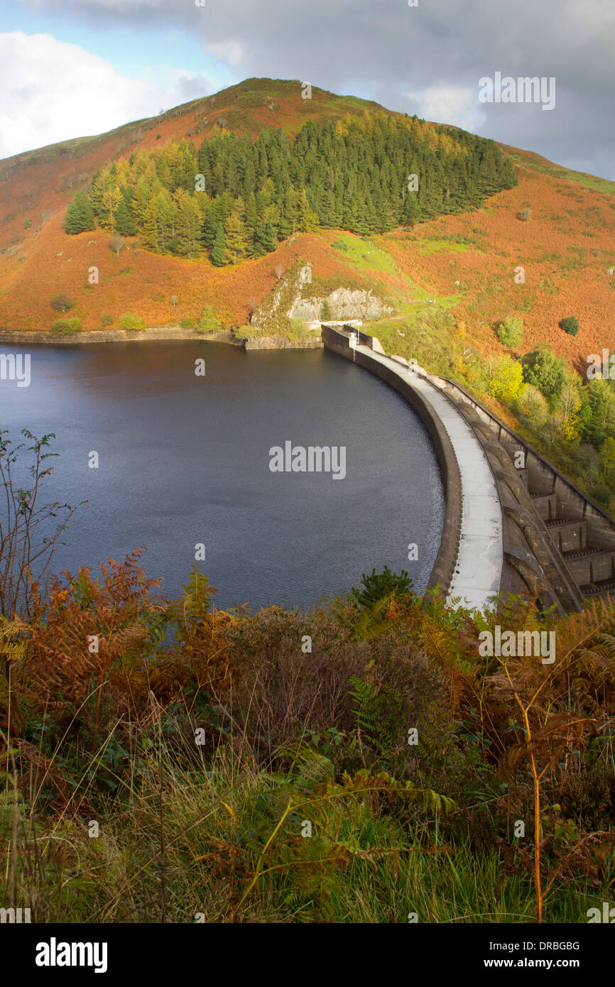 Llyn Clywedog dam. Powys, Wales. October Stock Photo - Alamy