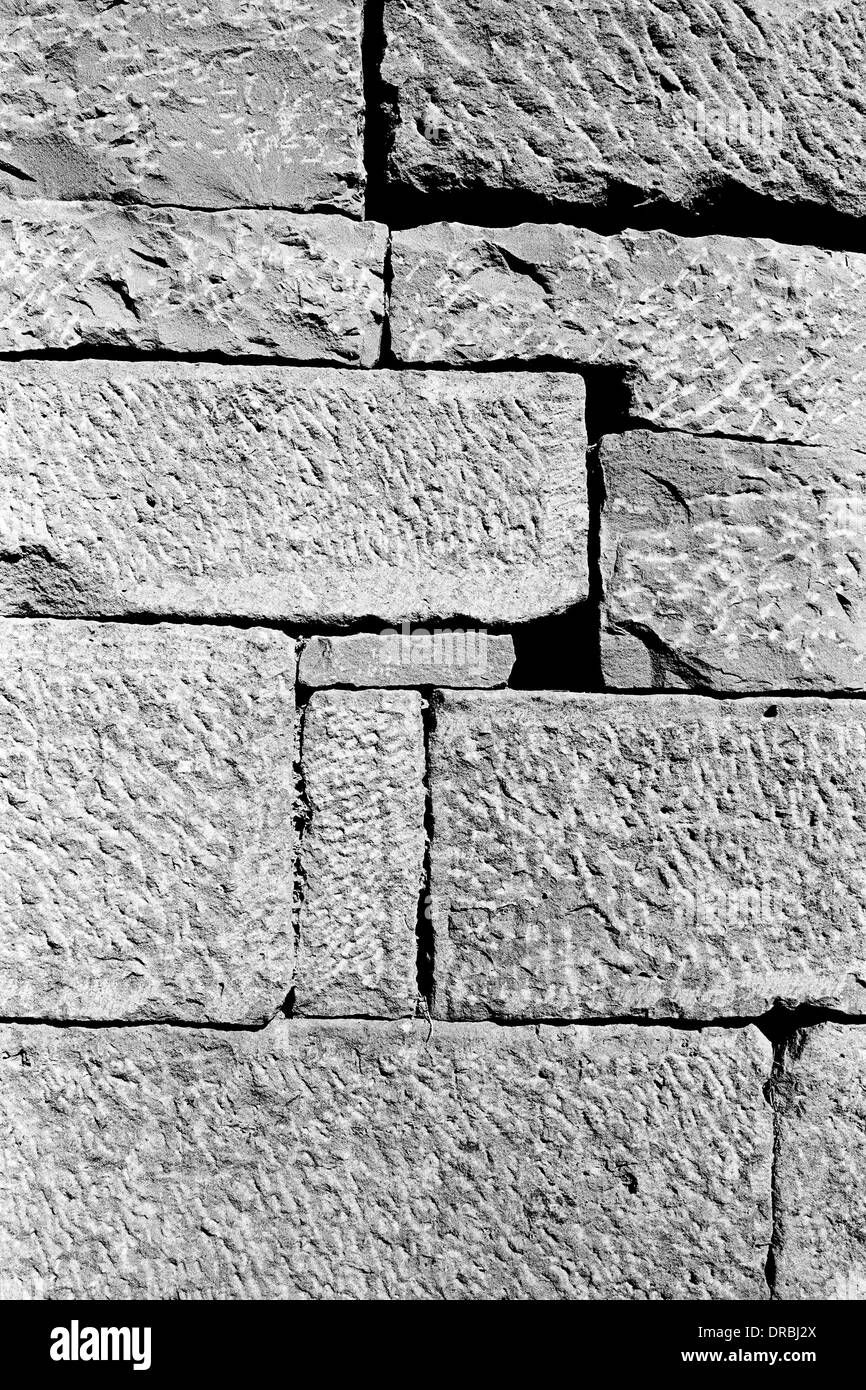 Stone brick wall of Jain temple Jaisalmer Rajasthan India Asia 1984 ...