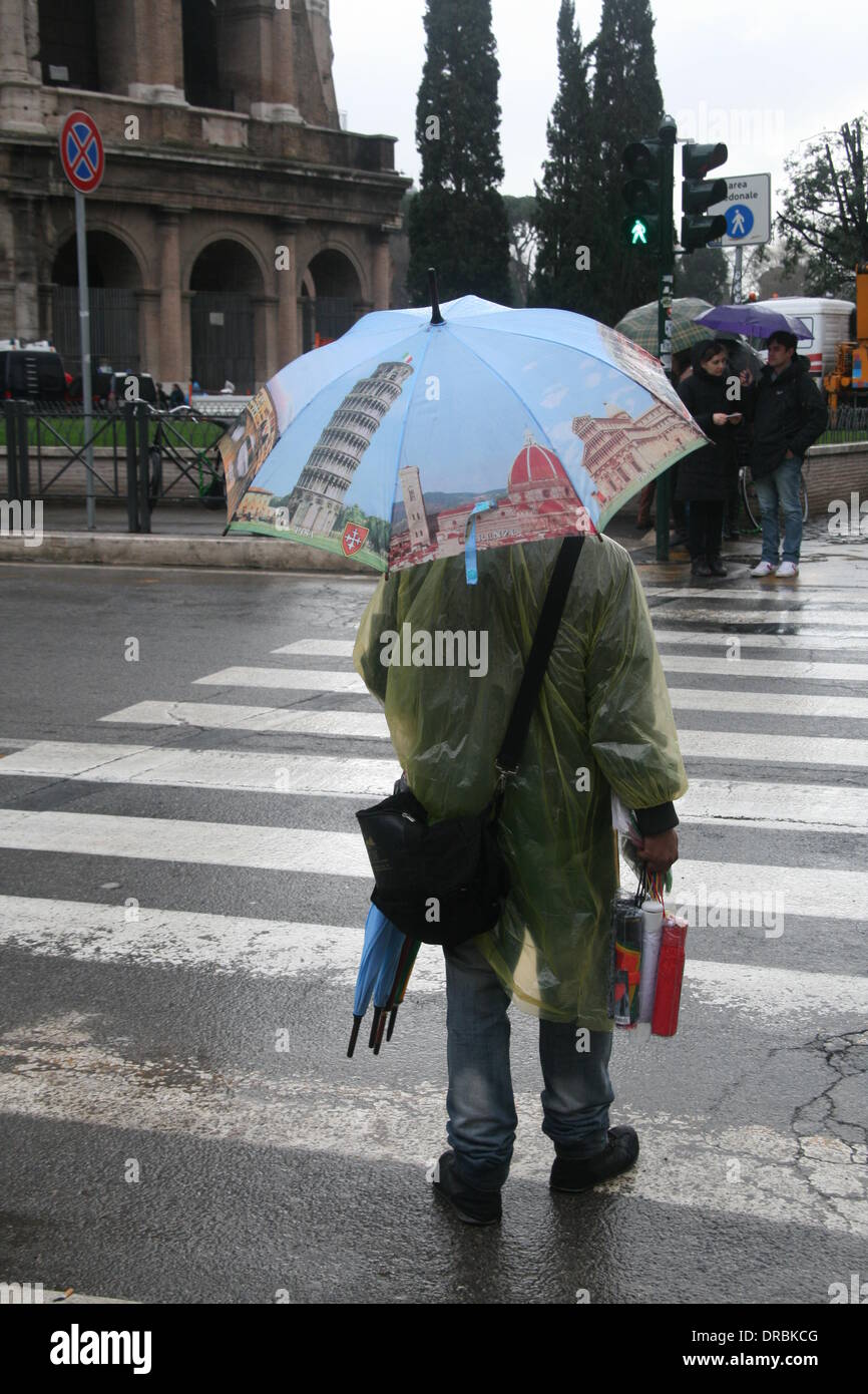 Rome Italy 22nd Jan 2014 Heavy rain by the Colosseum in Rome Italy ...