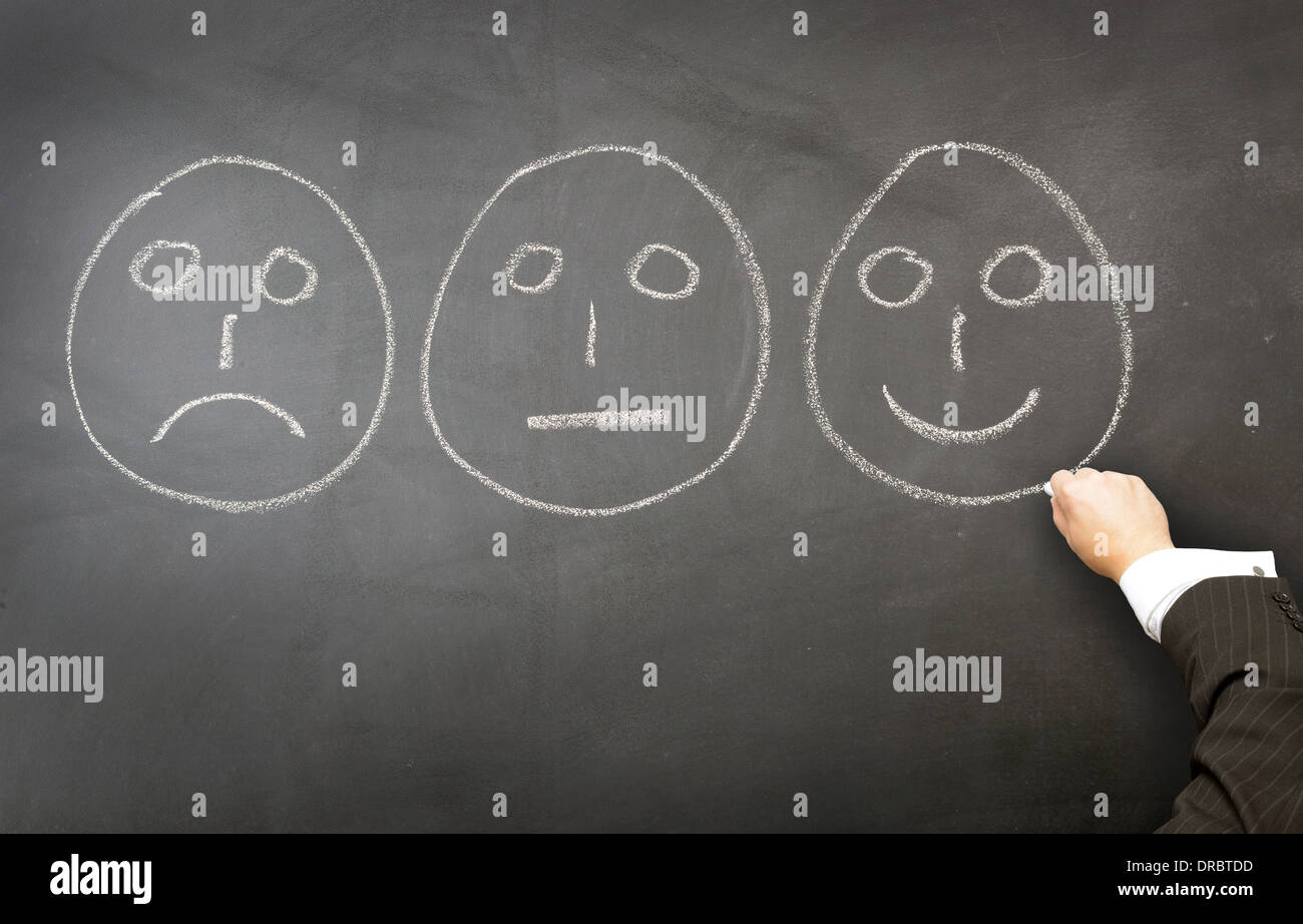 hand chalking out a customer survey on a blackboard Stock Photo - Alamy