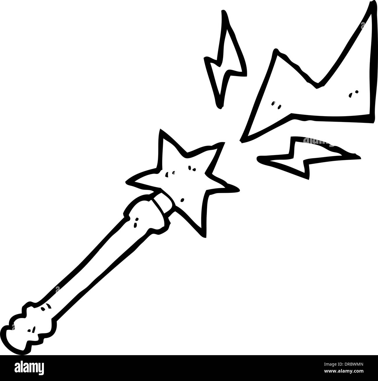 Cartoon magic wand casting spell Black and White Stock Photos & Images ...