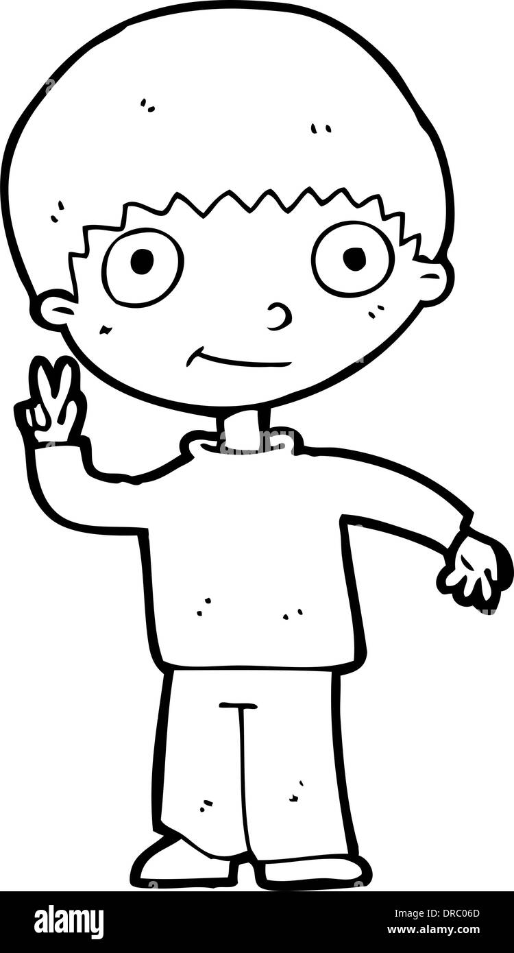 cartoon boy giving peace sign Stock Vector Image & Art - Alamy
