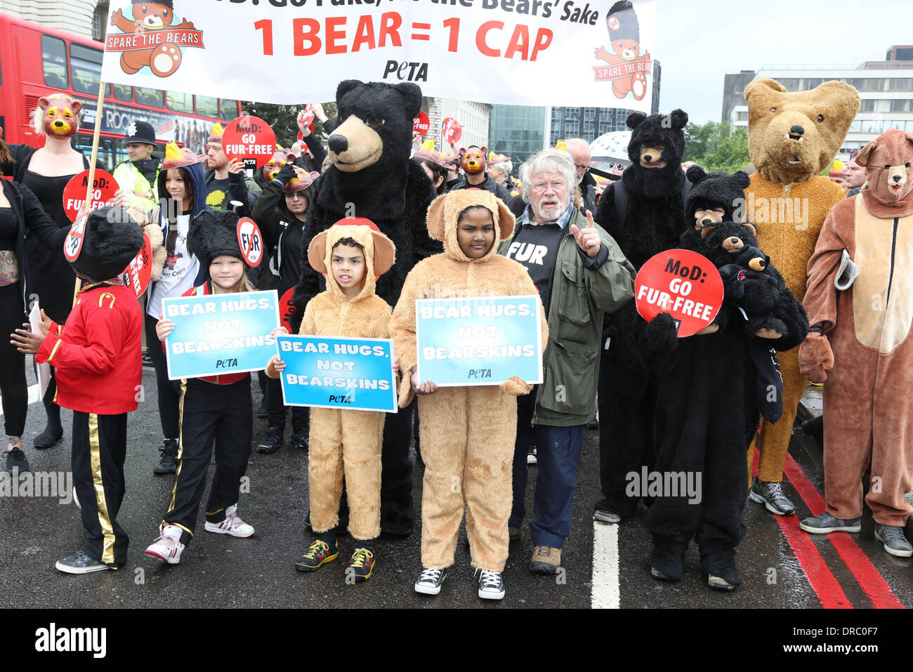 Bill Oddie and protesters Bill Oddie leads a bear-masked PETA protest ...