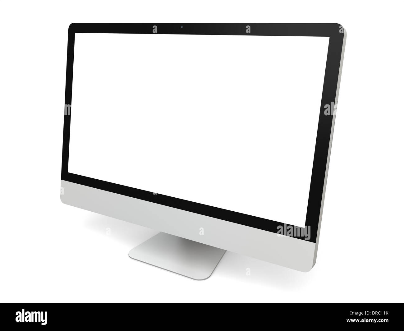 Modern desktop computer with white blank screen isolated on white ...