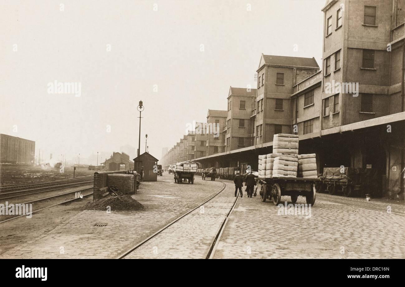 Manchester Ship Canal - Railway and warehouses Stock Photo - Alamy