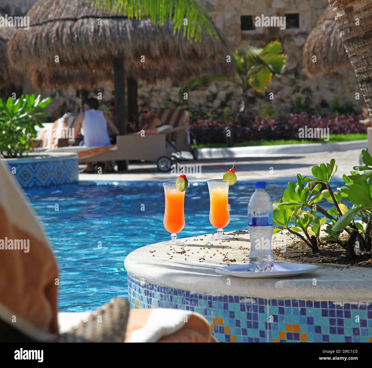 Cool drinks, cocktails next to the swimming pool at the luxury 5 star ...