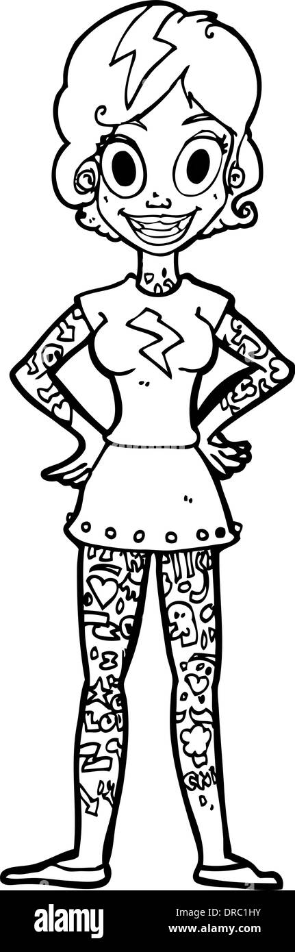 cartoon woman with heavy tattoos Stock Vector Image & Art - Alamy