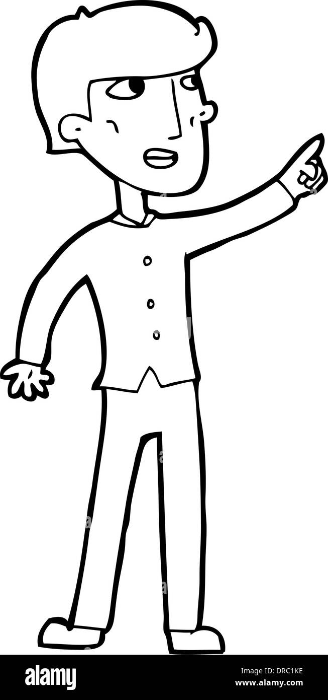 Cartoon man pointing way Black and White Stock Photos & Images - Alamy