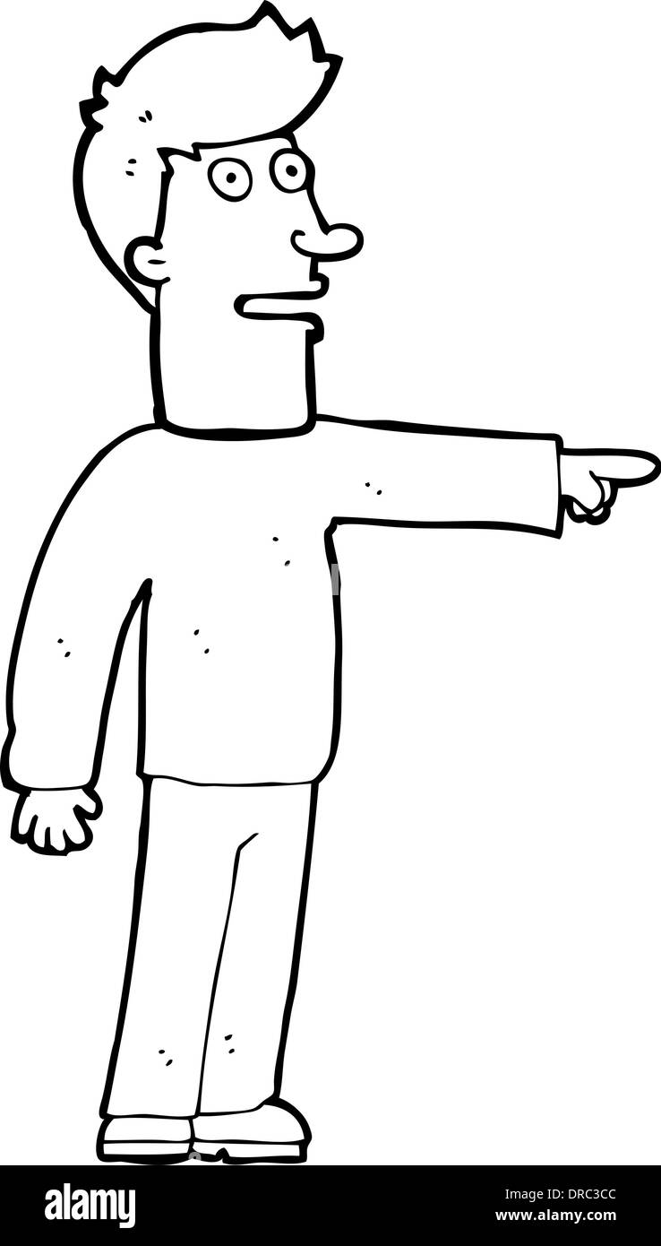Cartoon happy boy pointing Black and White Stock Photos & Images - Alamy