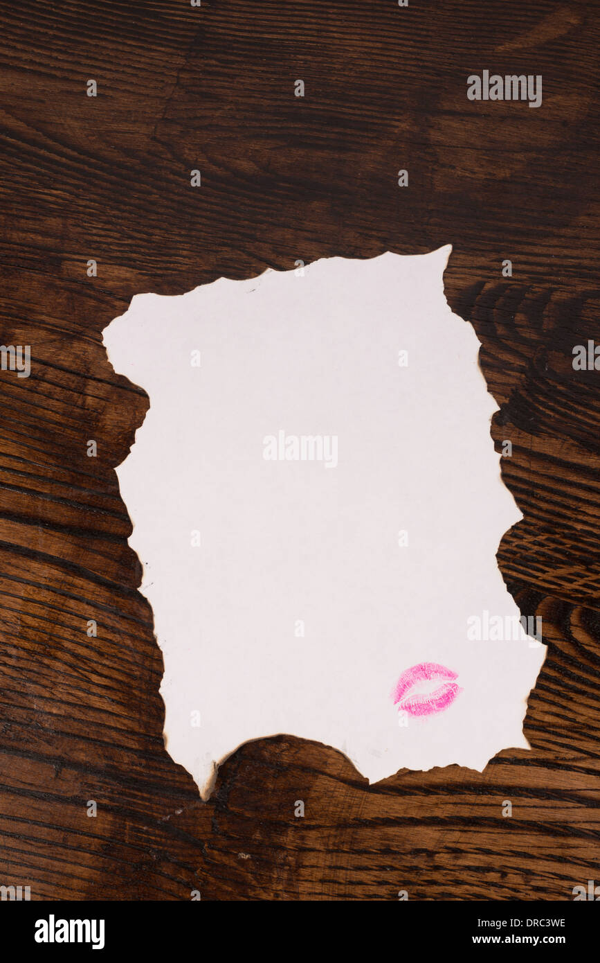 Valentines letter with a lipstick kiss as a signature Stock Photo - Alamy