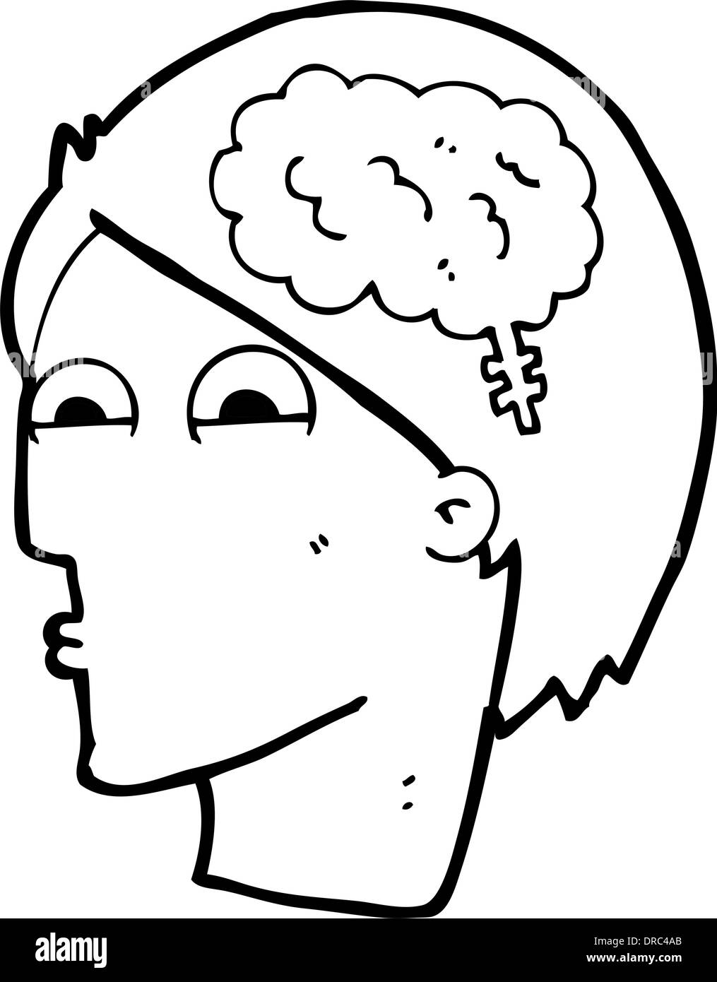 cartoon head with brain symbol Stock Vector Image & Art - Alamy