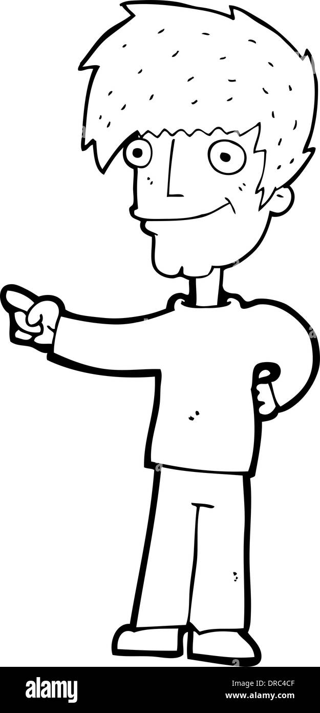 Cartoon Man Pointing Black and White Stock Photos & Images - Alamy