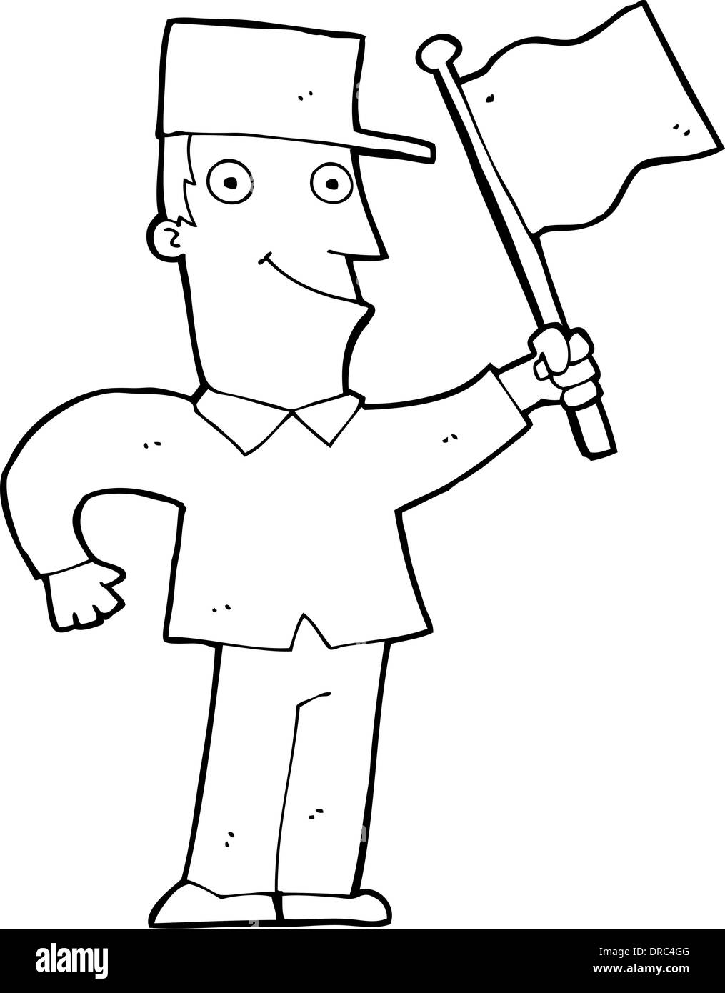 cartoon man waving flag Stock Vector Image & Art - Alamy