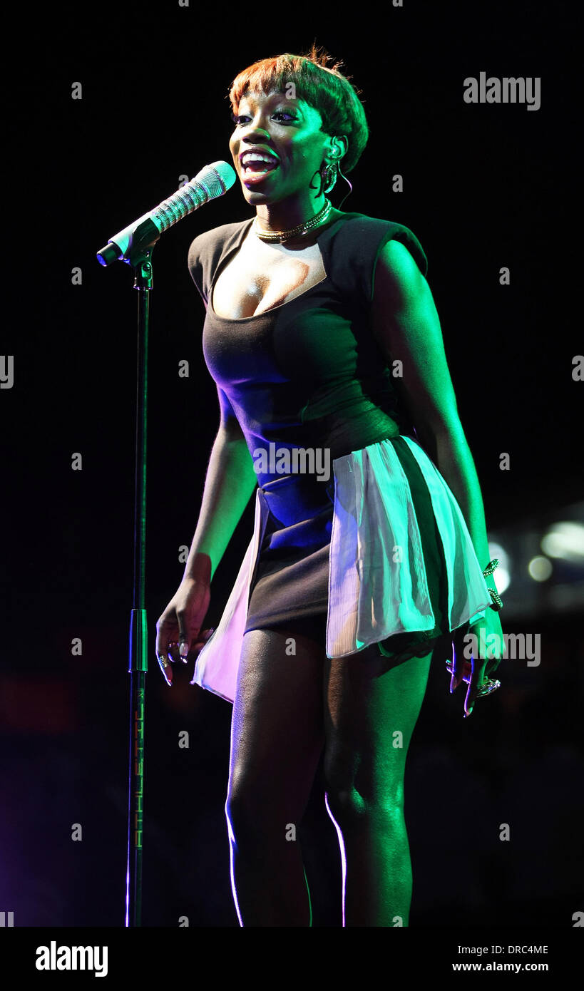 Estelle performs live on stage at a free concert organised as part of the ATP Vegeta Croatia ...