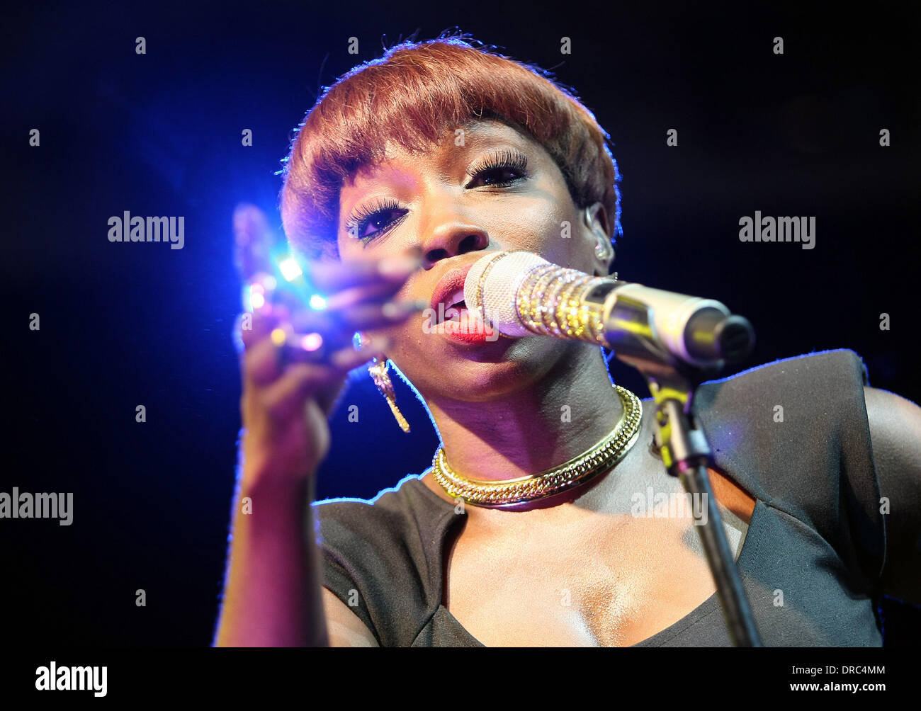 Estelle performs live on stage at a free concert organised as part of the ATP Vegeta Croatia ...