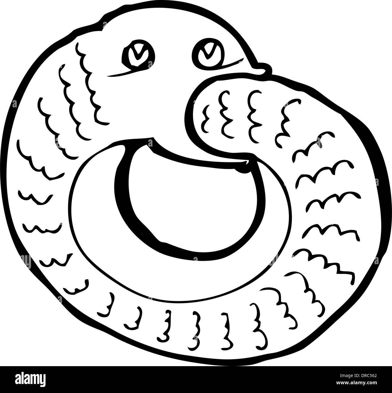 Snake eating its tail drawing Black and White Stock Photos & Images - Alamy