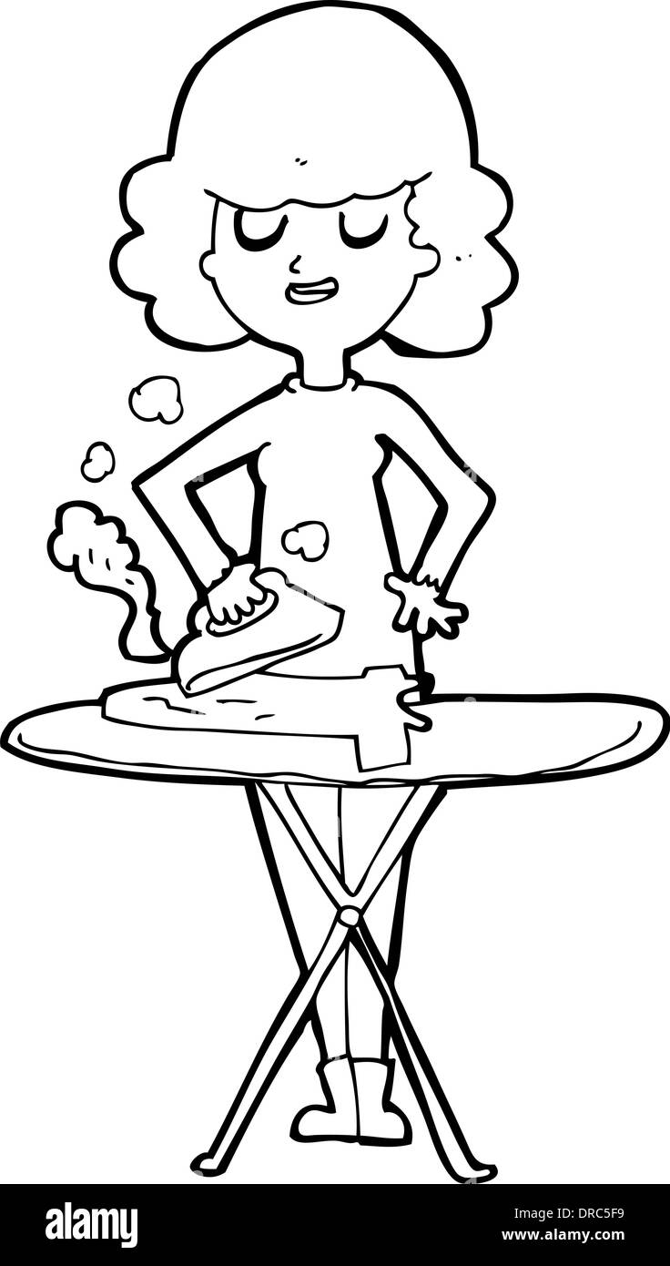 cartoon woman ironing Stock Vector Image & Art - Alamy